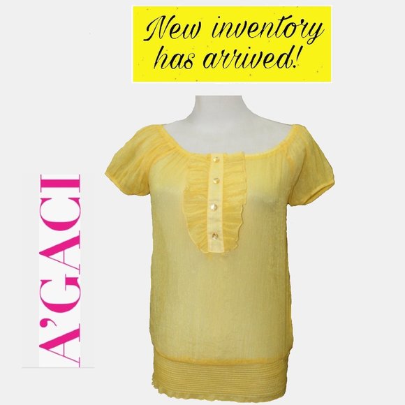 a'gaci | Tops | Sexy Sheer Yellow Top | Poshmark